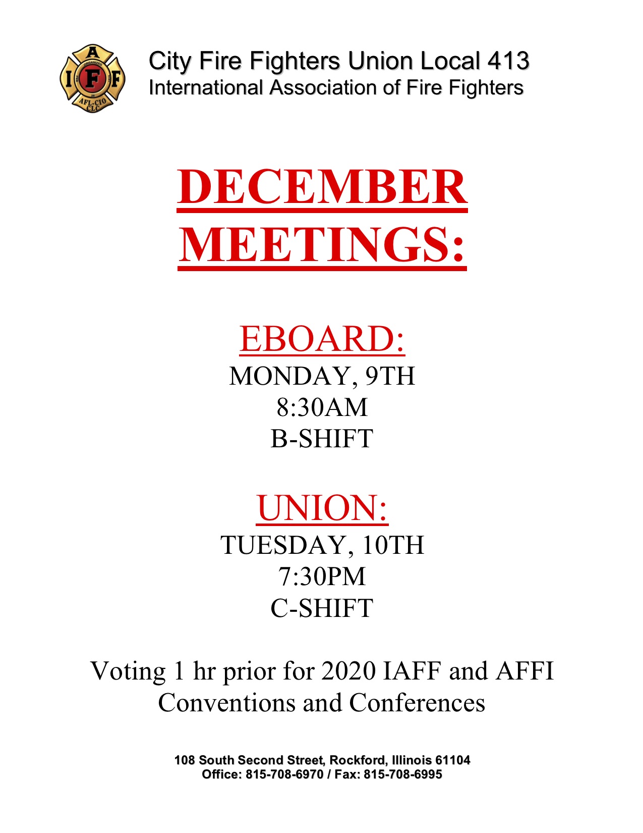Eboard/Union meeting notice – Professional Fire Fighters Of Rockford